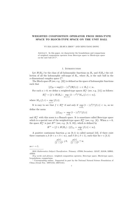 Full Article Weighted Composition Operator From Bers Type Space To Bloch Type Space On The Unit