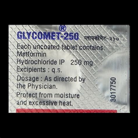 Glycomet 250mg Tablet 10s Uses Price Side Effect Composition And Generic Alternatives Medkart
