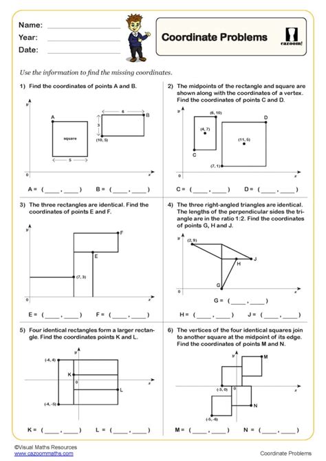 Coordinate Problems Worksheet Pdf Printable Geometry Worksheets