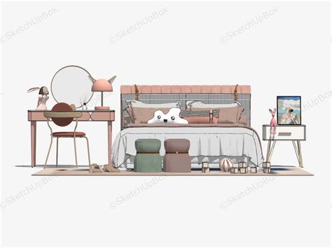 Teenage Girl Bedroom Idea Sketchup 3d Model Skp File Download Sketchupbox