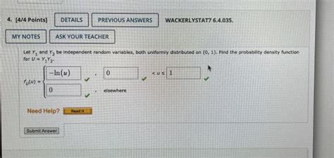 Solved Let Y1 And Y2 Be Independent Random Variables Both
