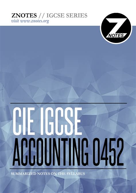Cie Igcse Accounting 0452 V1 Znotes Table Of Contents 2 Preface