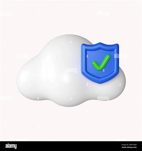 3d Cloud With Check Mark And Shield Cloud Protection Cloud Network And Technology Symbol Icon