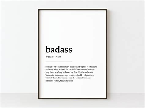 Badass Definition Print Printable Wall Art Minimal Wall Art Badass