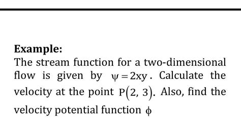 Solved Example The Stream Function For A Two Dimensional