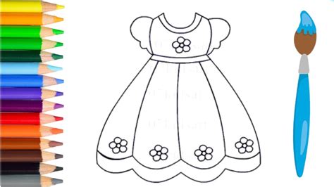 Как нарисовать ПЛАТЬЕ Простой техника рисование детей раскраски рисование платье детей