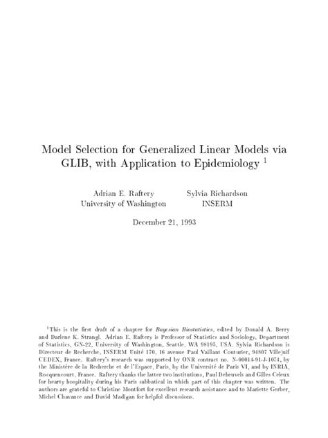 Model Selection For Generalized Linear Models Via Pdf Statistical Theory Mathematics