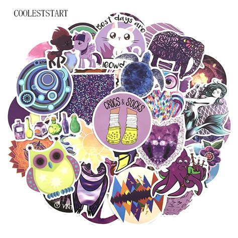 35 70pcs Pack Purple Fresh Stickers Vsco Stickers For Motorcycle Laptop Luggage Skateboards Pvc