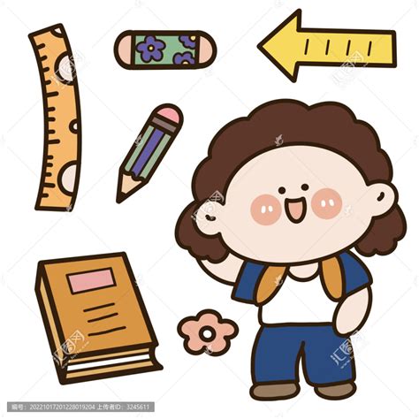 豆包小学生上学贴纸 文具包装 包装设计 设计模板 汇图网www huitu