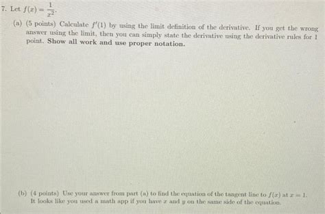 solved let f x x21 a 5 points caleulate f′ 1 by using