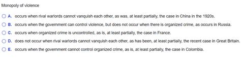 Solved Monopoly Of Violencea ﻿occurs When Rival Warlords