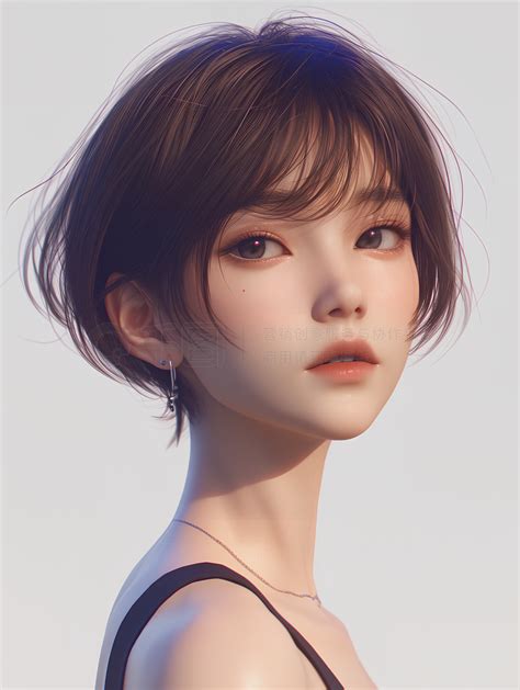 3dai数字艺术 一个时髦的短发女孩穿着吊带3d人物插画仿真数字人 Ai立体元素免费下载png格式2784像素编号69569514 千图网