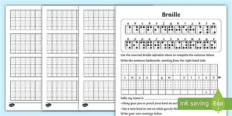 Free Printable Braille Alphabet Worksheets