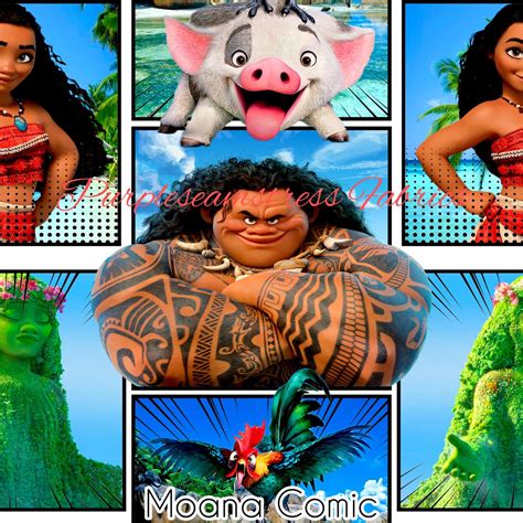 Moana Comic Cotton Lycra Purpleseamstress Fabric