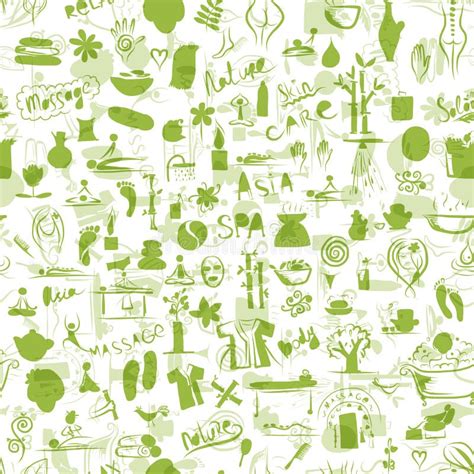 Massage And Spa Concept Seamless Pattern For Your Stock Vector