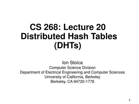 Ppt Cs 268 Lecture 20 Distributed Hash Tables Dhts Powerpoint