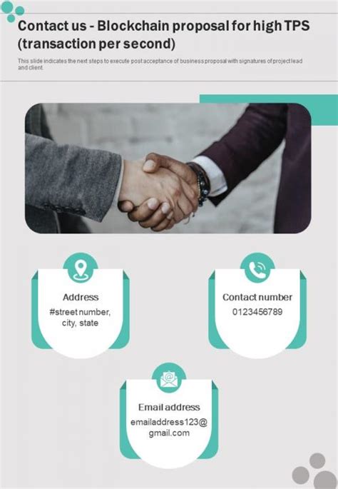 Contact Us Blockchain Proposal For High Tps Transaction Per One Pager