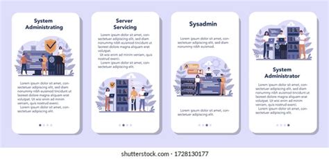 System Administrator Mobile Application Banner Set Stock Vector
