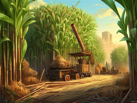 Premium Photo Generative Ai Sugar Factory Industry Line Production Cane Process