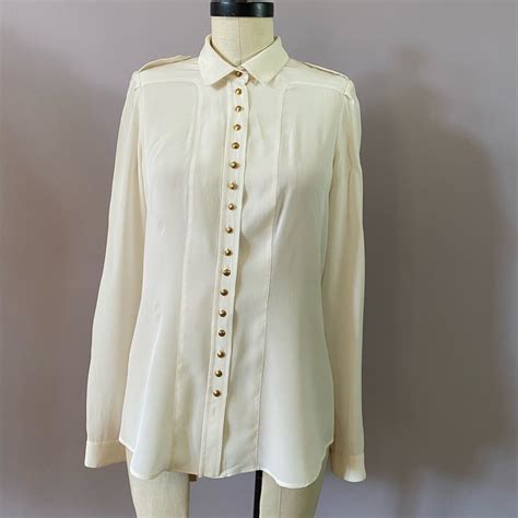 Gucci Cream Silk Blouse With Gold Buttons Gem