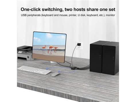 AUBEAMTO 2 Port 8K HDMI KVM Switch 2 In 1 Out 8K 60Hz 4K 120Hz 2 PC To 1 Monitor With 4 USB 3 0