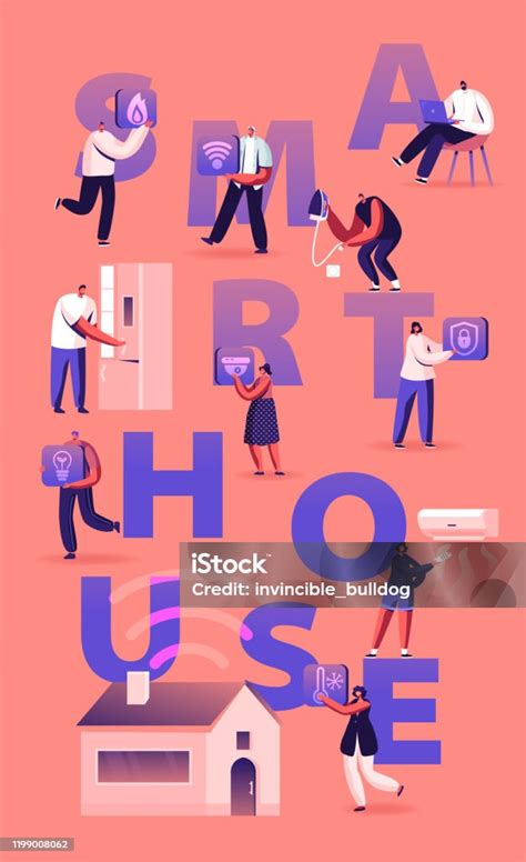 스마트 하우스 개념입니다 제어 홈 장치 포스터 배너 전단지 브로셔에 대한 인공 지능 기술과 사물 인터넷 응용 프로그램을 사용하는