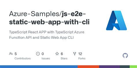 github azure samples js e2e static web app with cli typescript react app with typescript