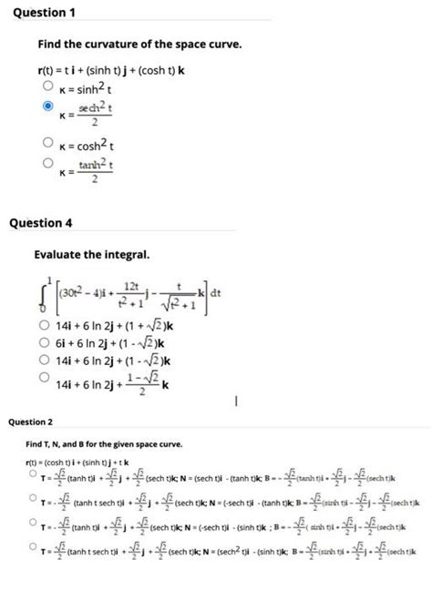Solved Find The Curvature Of The Space Curve