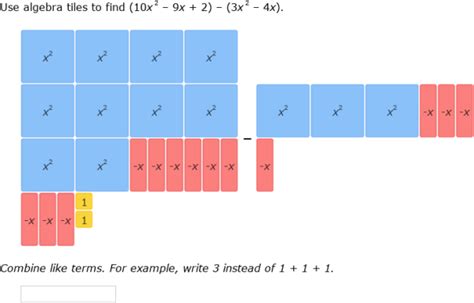IXL Add And Subtract Polynomials Using Algebra Tiles Grade Maths Practice