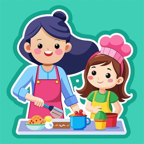 A Girl And A Girl Cooking In A Kitchen With A Pot Of Food Premium Ai