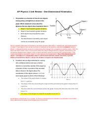 AP Physics 1 Unit Review One Dimensional Kinematics Course Hero