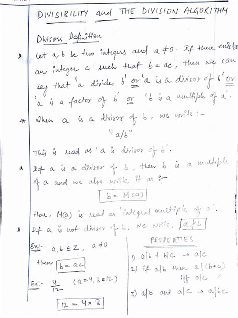Module 3 Notes Divisibility And Division Algorithm The Chinese Remainder Theorem Pdf