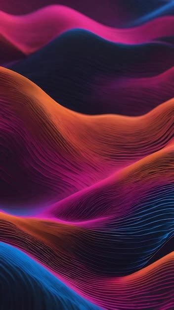 Premium Photo 3d Illustration Black Pinkblue Gradient Waves From Lines And Interlacing