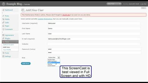 Adding Users To Your Self Hosted Wordpress Blog Wordpresstv