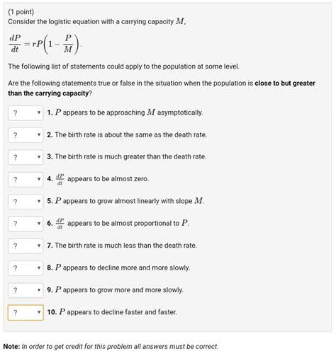 Solved 1 Point Consider The Logistic Equation With A
