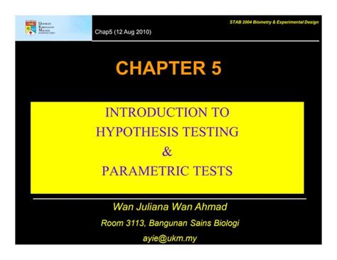 Chapter 5 Introduction To Hypothesis Testing And Parametric Tests Pdf