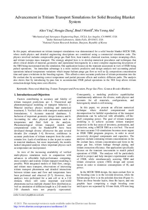 Pdf Advancement In Tritium Transport Simulations For Solid Breeding