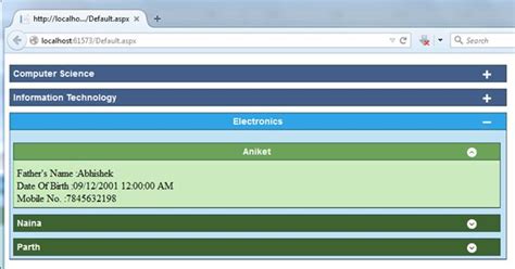 how to create nested accordions at runtime in asp