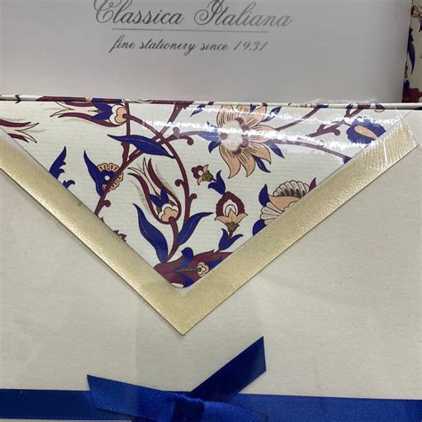Boxed Classica Italiana Note Sheets Ocm Navy Border Bethesda Fine