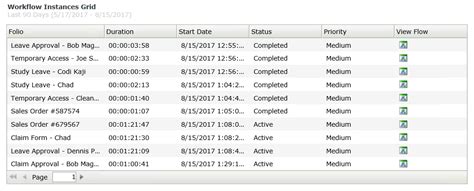 Workflow Instances Grid Control Report