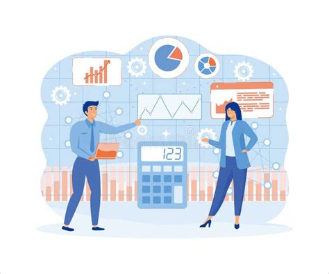 Data Processing And Visualization People Creating Chart And Analyze Statistics To Unlock Data