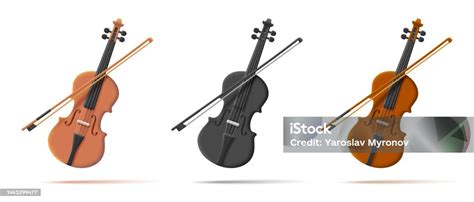활 음악 악기 벡터 3d 그림 나무와 검정 바이올린 세트 목에 대한 스톡 벡터 아트 및 기타 이미지 목 바이올린 3차원 형태 Istock