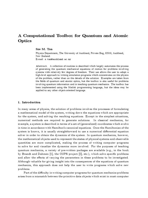 Toolbox For Solving Quantum And Atomic Optics Problems Pdf