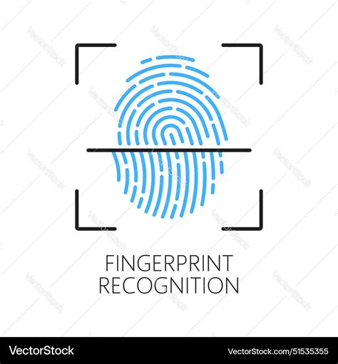 Fingerprint Biometric Identification Line Icon Vector Image