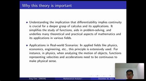 Derivatives（differentiability Implies Continuity） Youtube