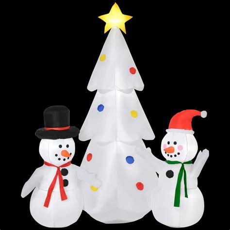 Homcom 6 Ft X 3 Ft Pre Lit Led Snowman And Tree Christmas Inflatable