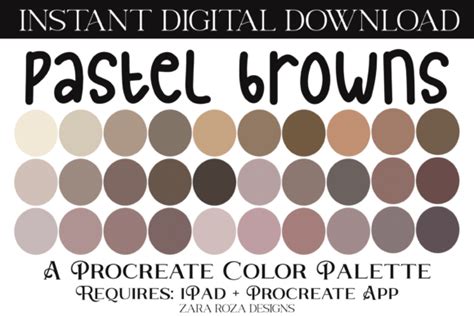 Pastel Browns Procreate Color Palette Graphic By ZaraRozaDesigns Creative Fabrica