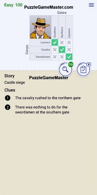 Cross Logic Easy Level Answer Castle Siege Puzzle Game Master