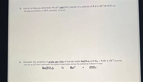 Solved 5 Use K To Help You Determine The H And OH And Chegg Com