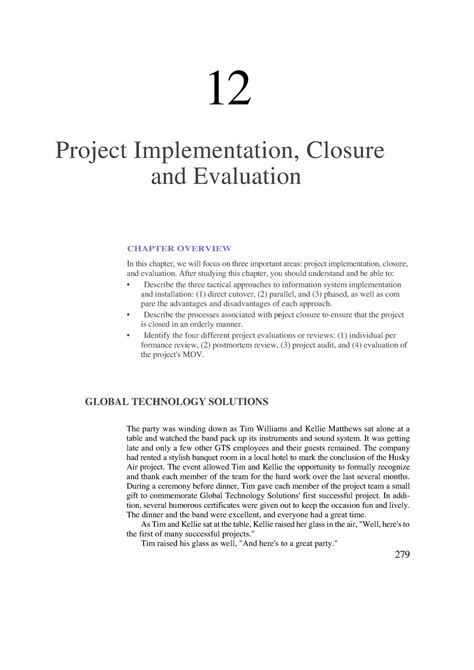 14 Chapter 12 Project Implementation Closure And Evaluation 1 12 14 Chapter 12 Project Implementation Closure And Evaluation 1 12